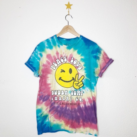 Bubba Gump | Tops | Bubba Gump Tie Dye Smiley Face Graphic Tee | Poshmark